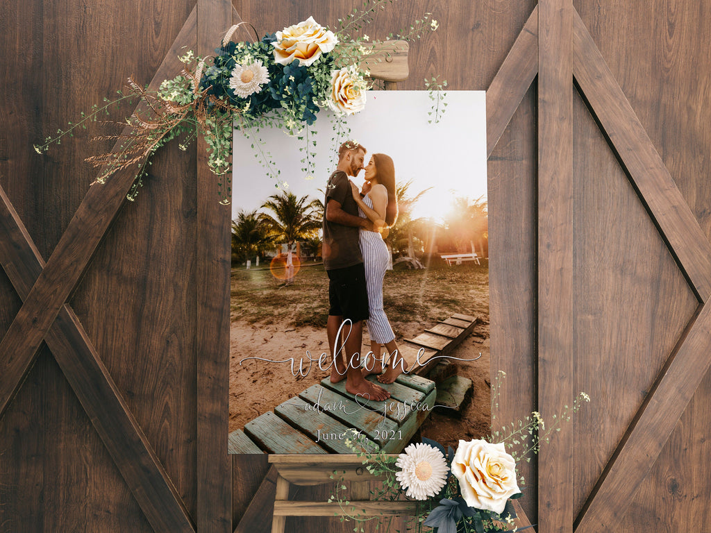 Photo Canvas Wedding Sign, Custom made Wedding Sign, Wedding Welcome S ...